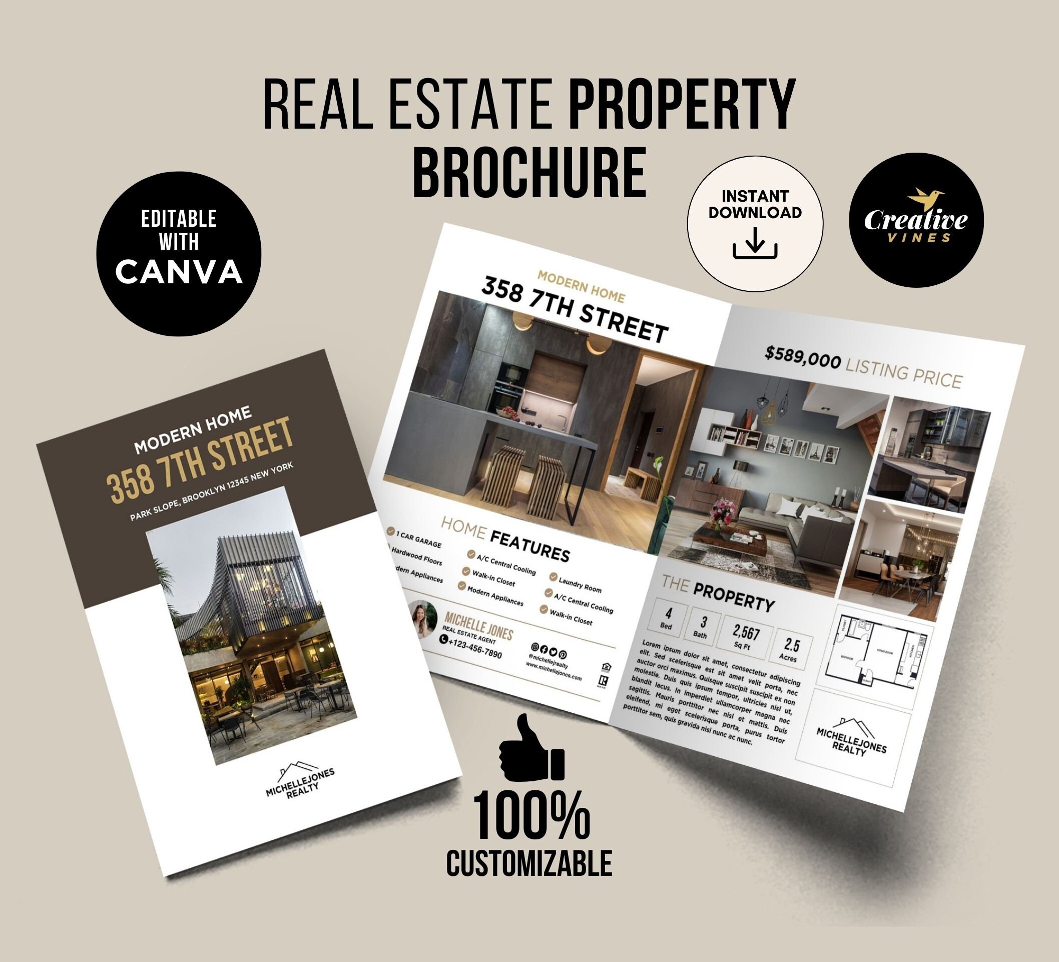 Luxury Property Brochure for Real Estate Agent, 4 Page Real Estate ...