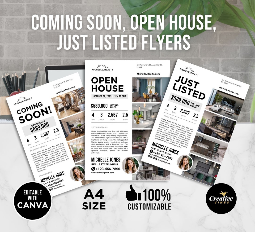 Open House Flyer Just Listed Flyer Coming Soon Flyer Bundle Open House ...