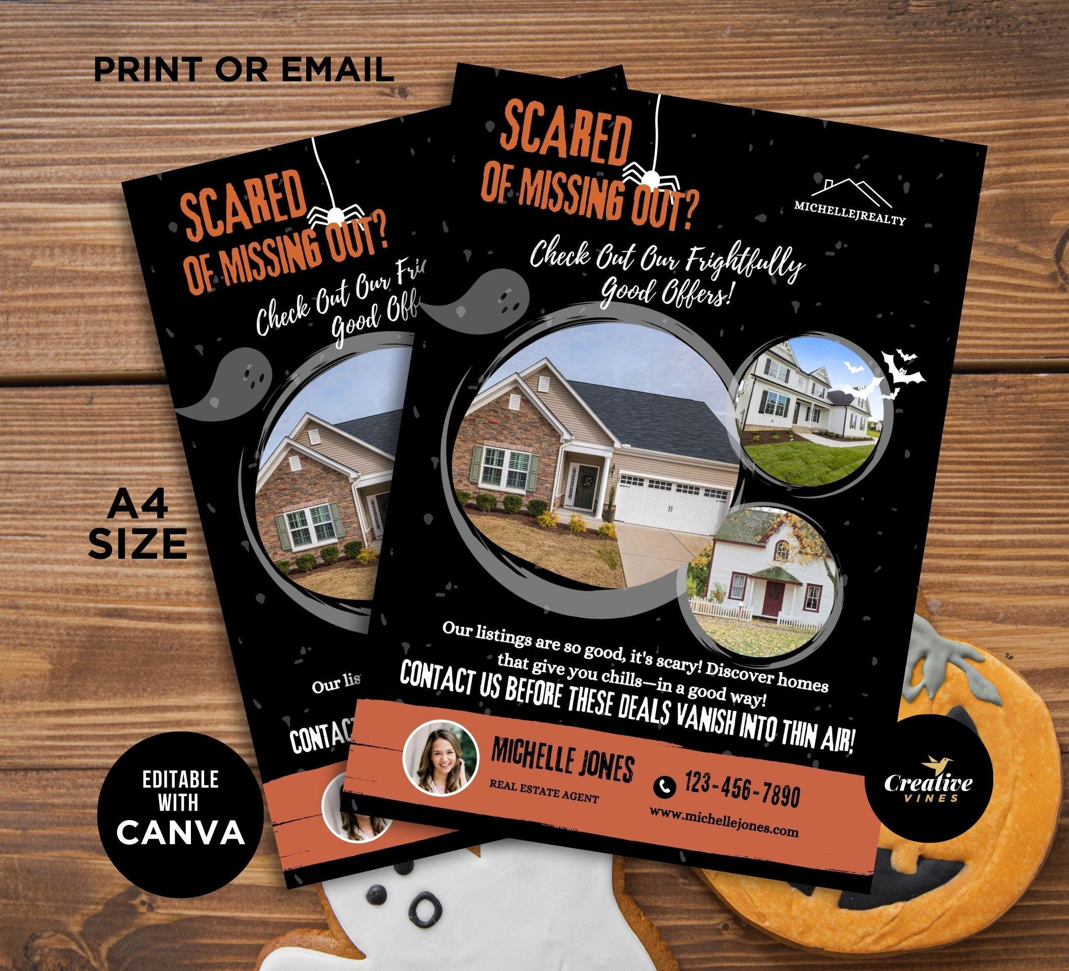 Halloween Real Estate Flyer Agent Marketing Template Halloween Mailer ...