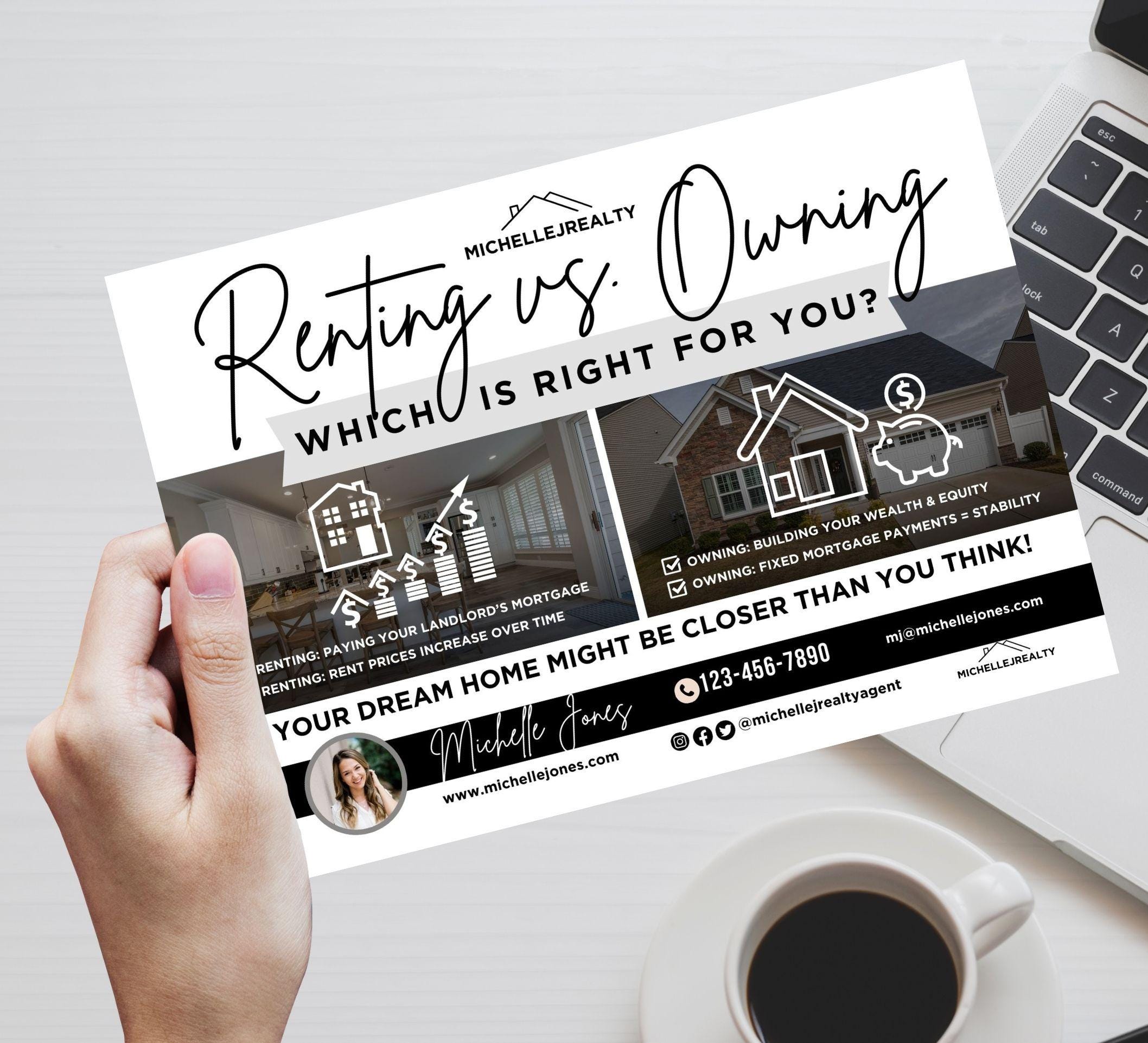 Rent Vs Own Postcard Rent Vs Buy Postcard, Renting Vs Buying Rent Vs ...