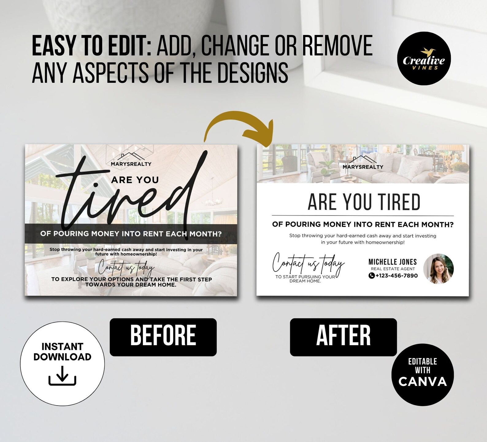 Tired of Renting Postcard, Real Estate Farming Postcard, Real Estate ...