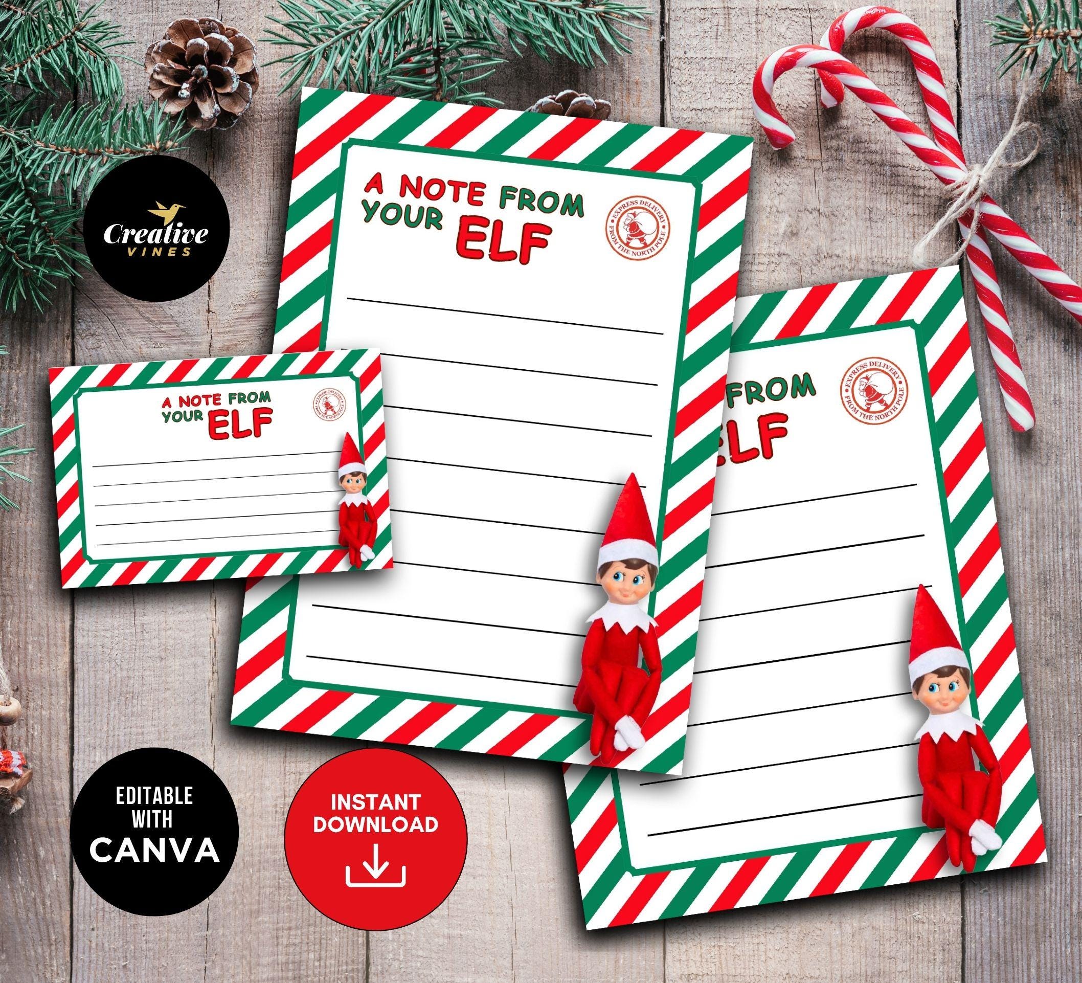 Blank Elf Note Card Printable A Note From Your Elf Elf Mail Letter ...