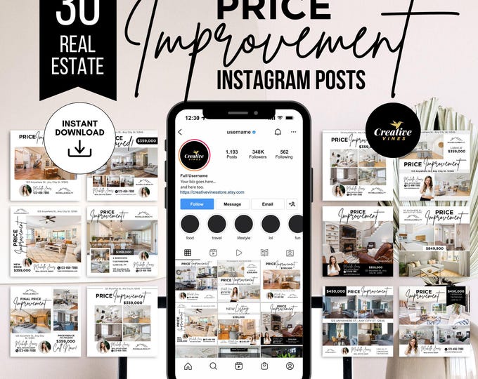 Real Estate Marketing Template - Instagram Post - Price Reduction - Etsy