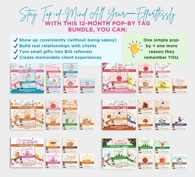 Realtor Pop by Tags Digital Download Pop-by Tags Bundle 12 Month Real ...