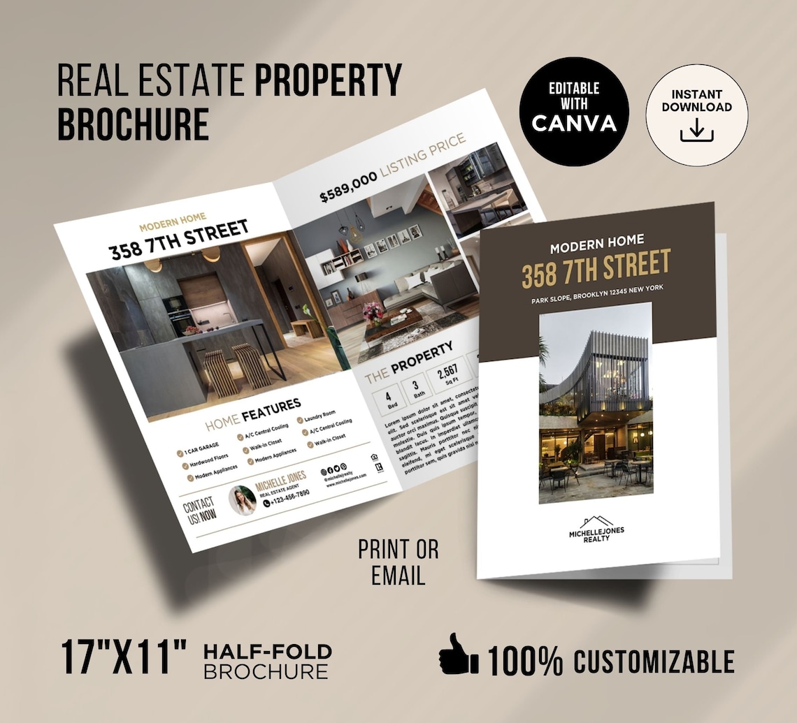 Luxury Property Brochure for Real Estate Agent, 4 Page Real Estate ...