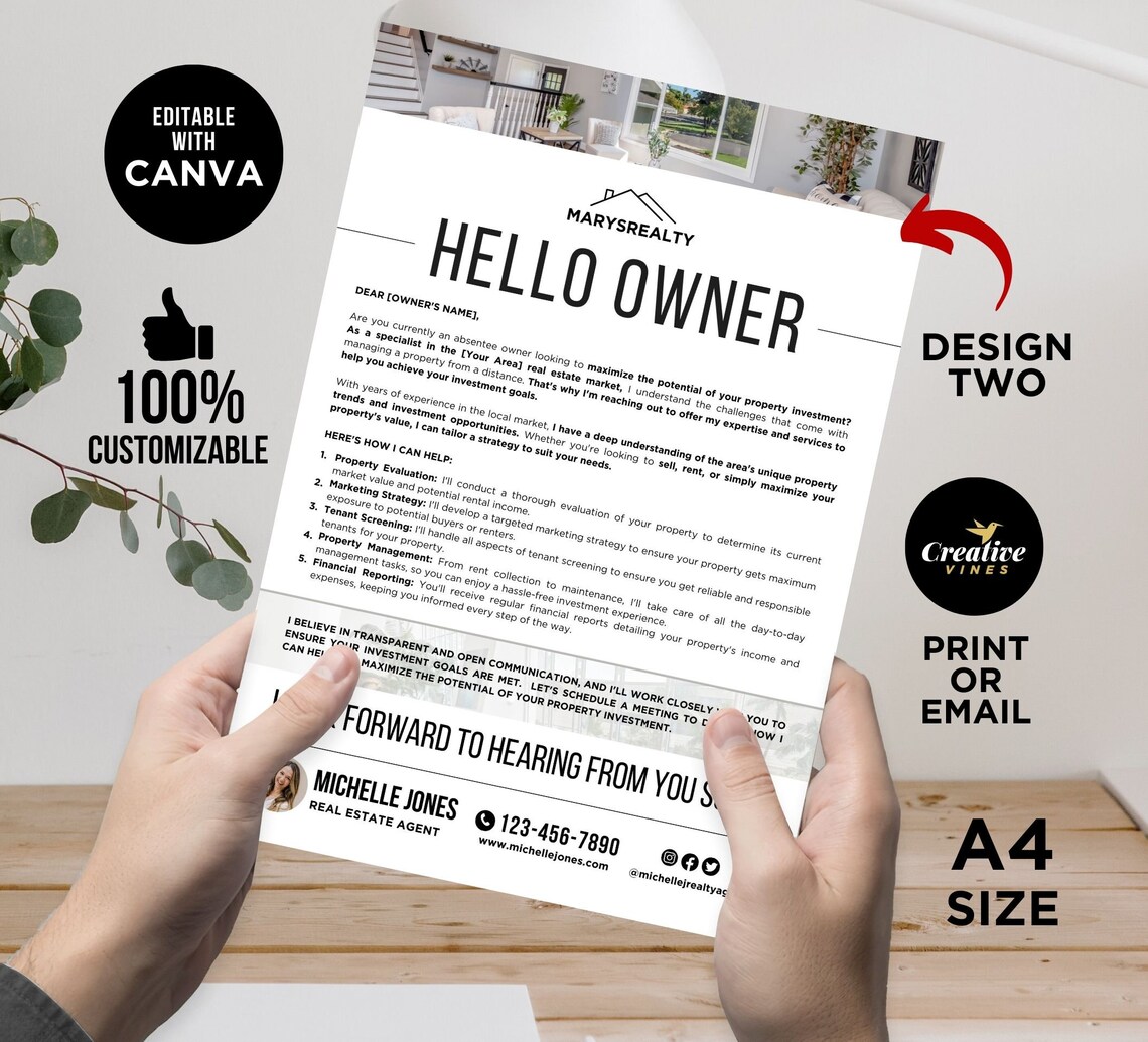 Absentee Letter Absentee Owner Letter Real Estate Letter Template Real ...