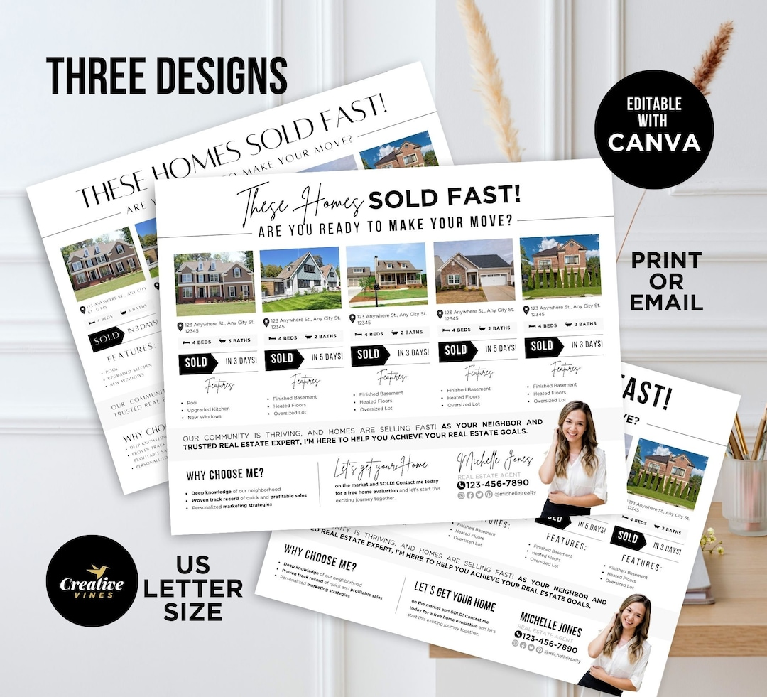 Sold Homes Flyer, Real Estate Marketing, Farming Flyer for Real Estate ...