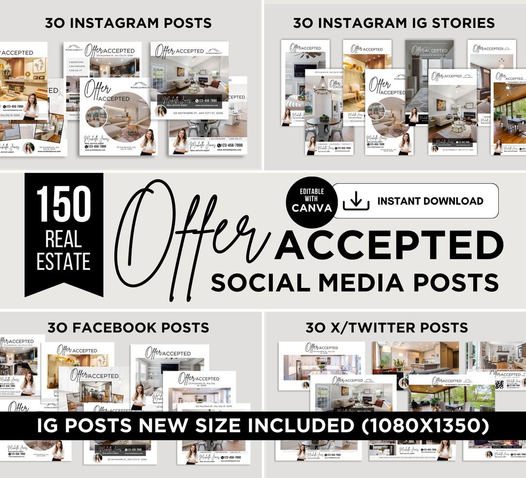 Offer Accepted Real Estate Social Media Posts Instagram Posts & Stories ...