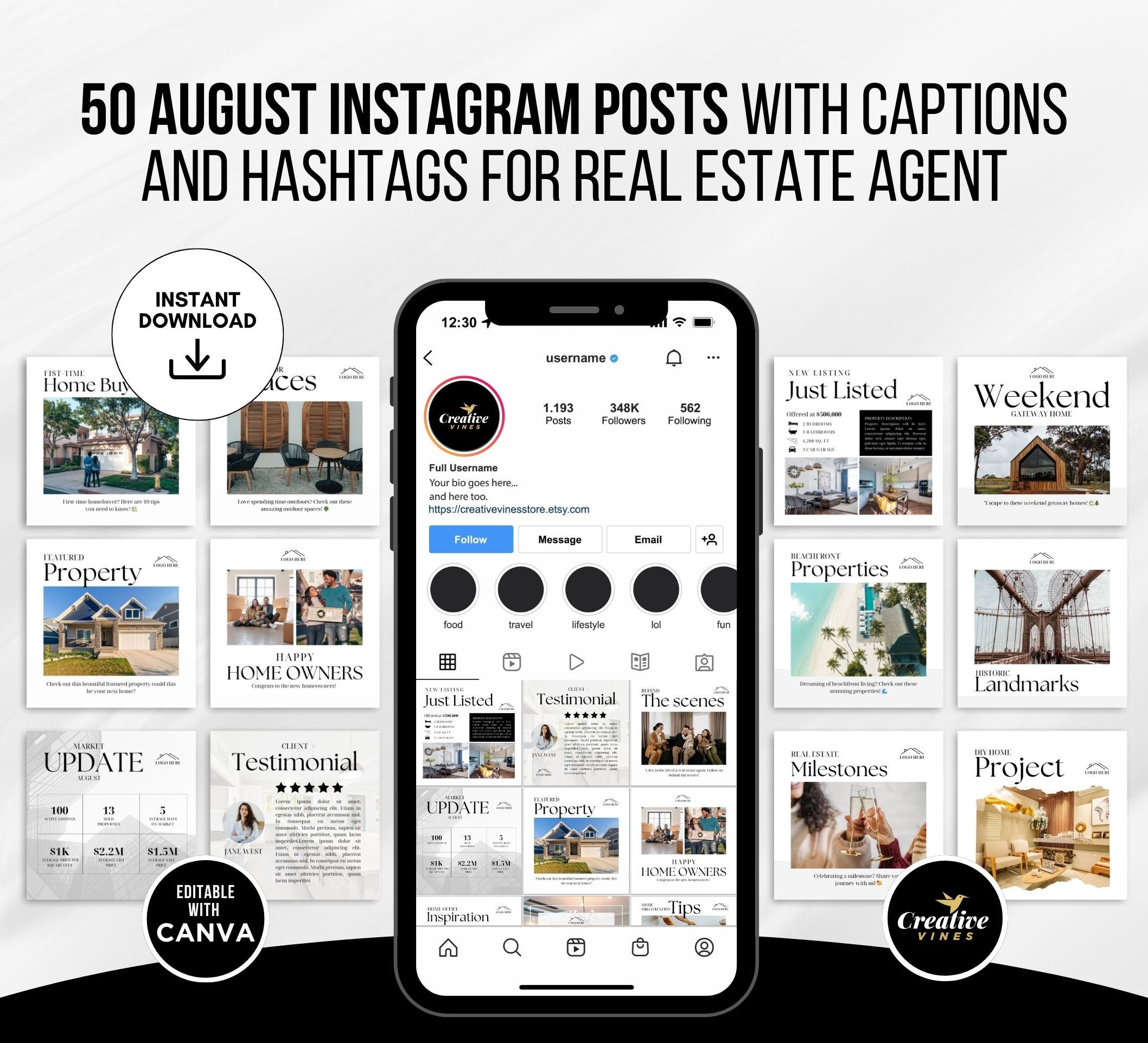 August Real Estate Templates, August Realtor Social Media Posts Real ...