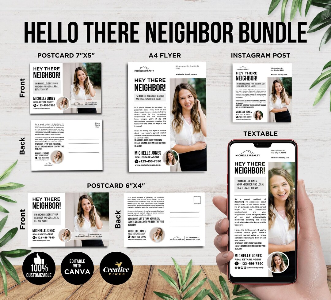 Hello Neighbor Real Estate Postcard Marketing to Neighborhood, Hello ...