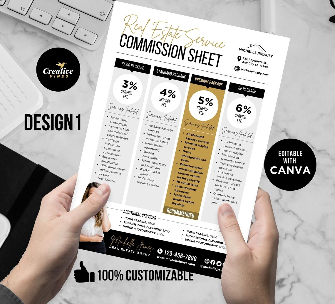 Real Estate Commission Sheet Flyer Real Estate Commission Template Real ...
