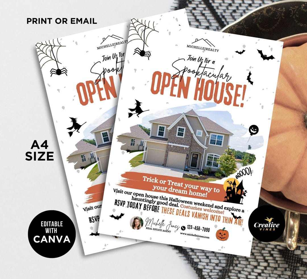 Real Estate Open House Halloween Flyer Realtor Halloween Postcard ...