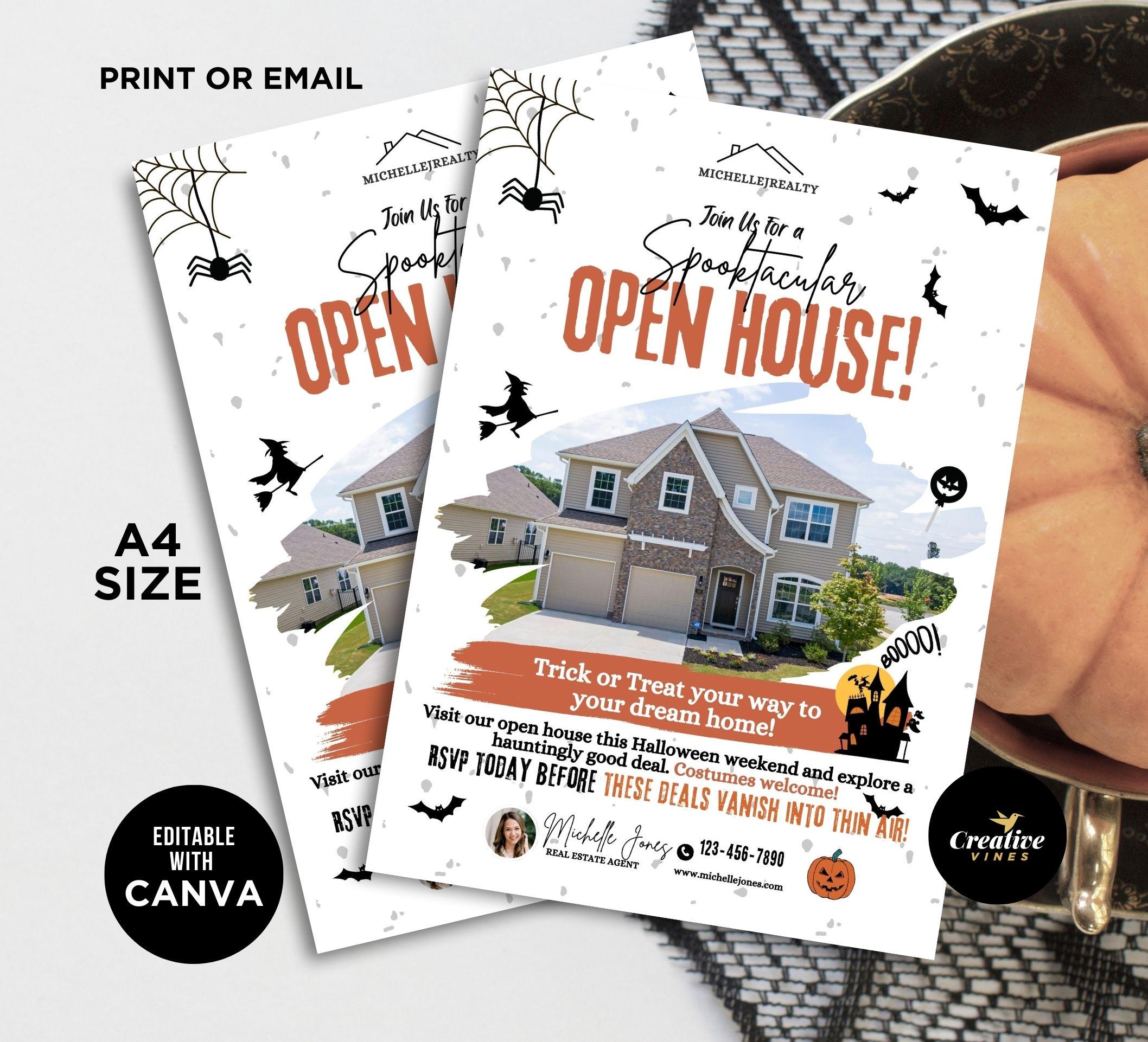Real Estate Open House Halloween Flyer Realtor Halloween Postcard ...