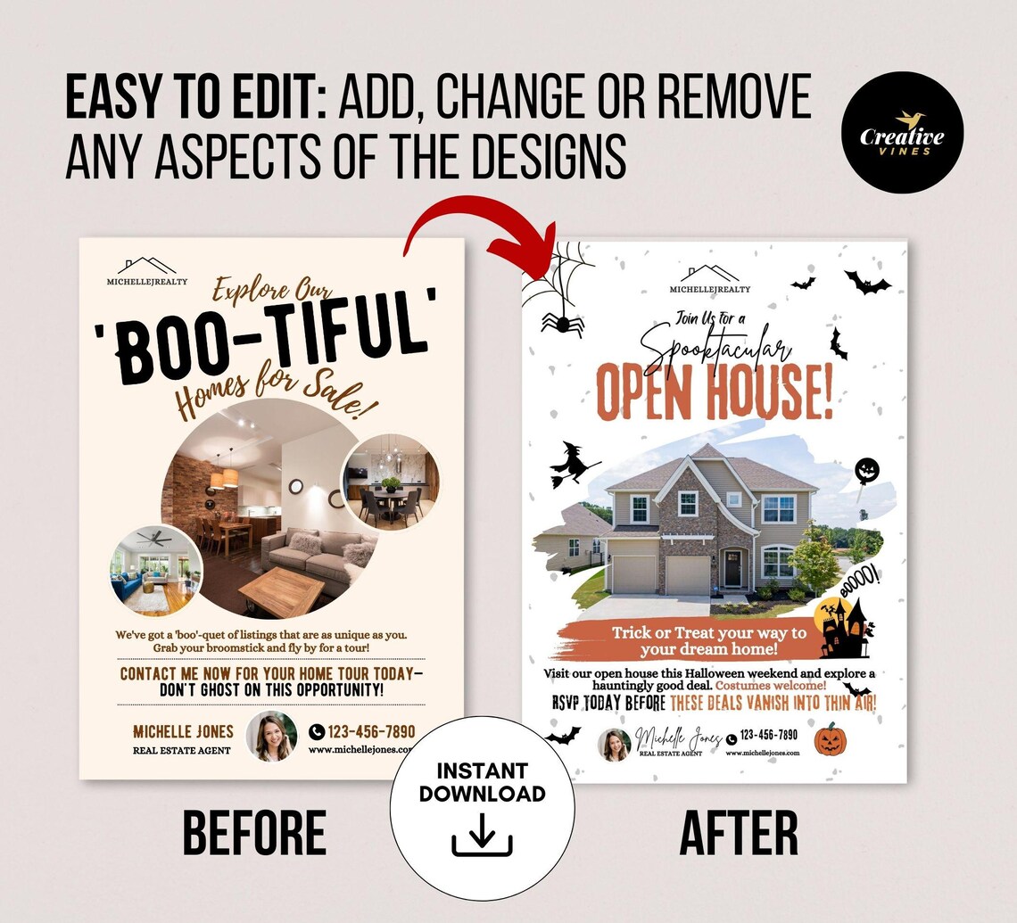 Halloween Real Estate Flyer Boo-tiful Homes for Sale Agent Marketing ...