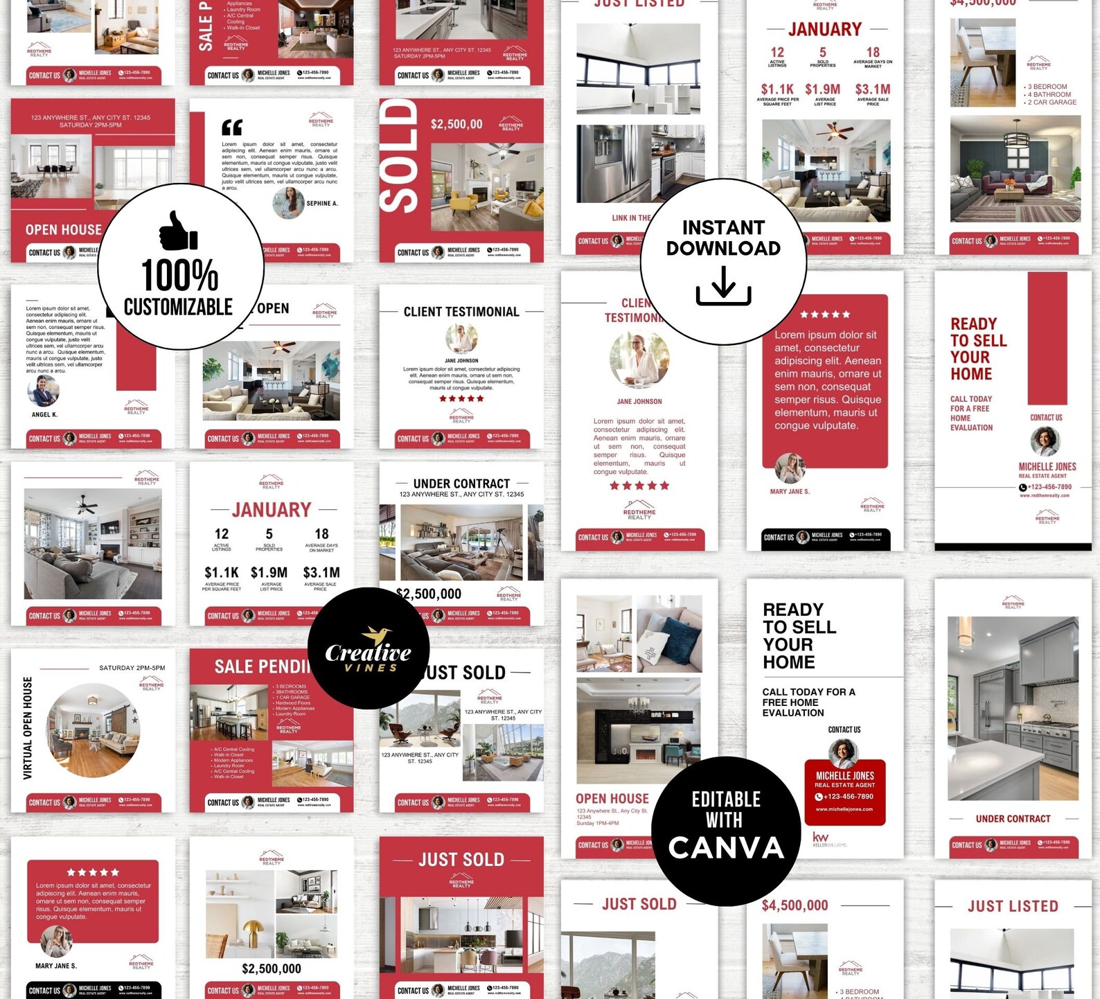 Red Theme Realty Instagram Post Real Estate Instagram Stories Instagram ...