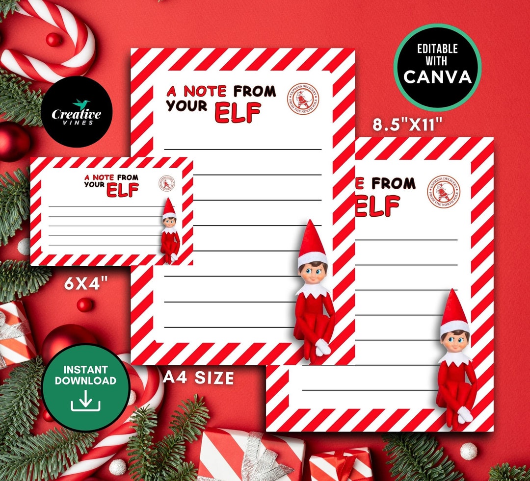Elf Note Card A Note From Your Elf Printable Christmas Elf Arrival ...