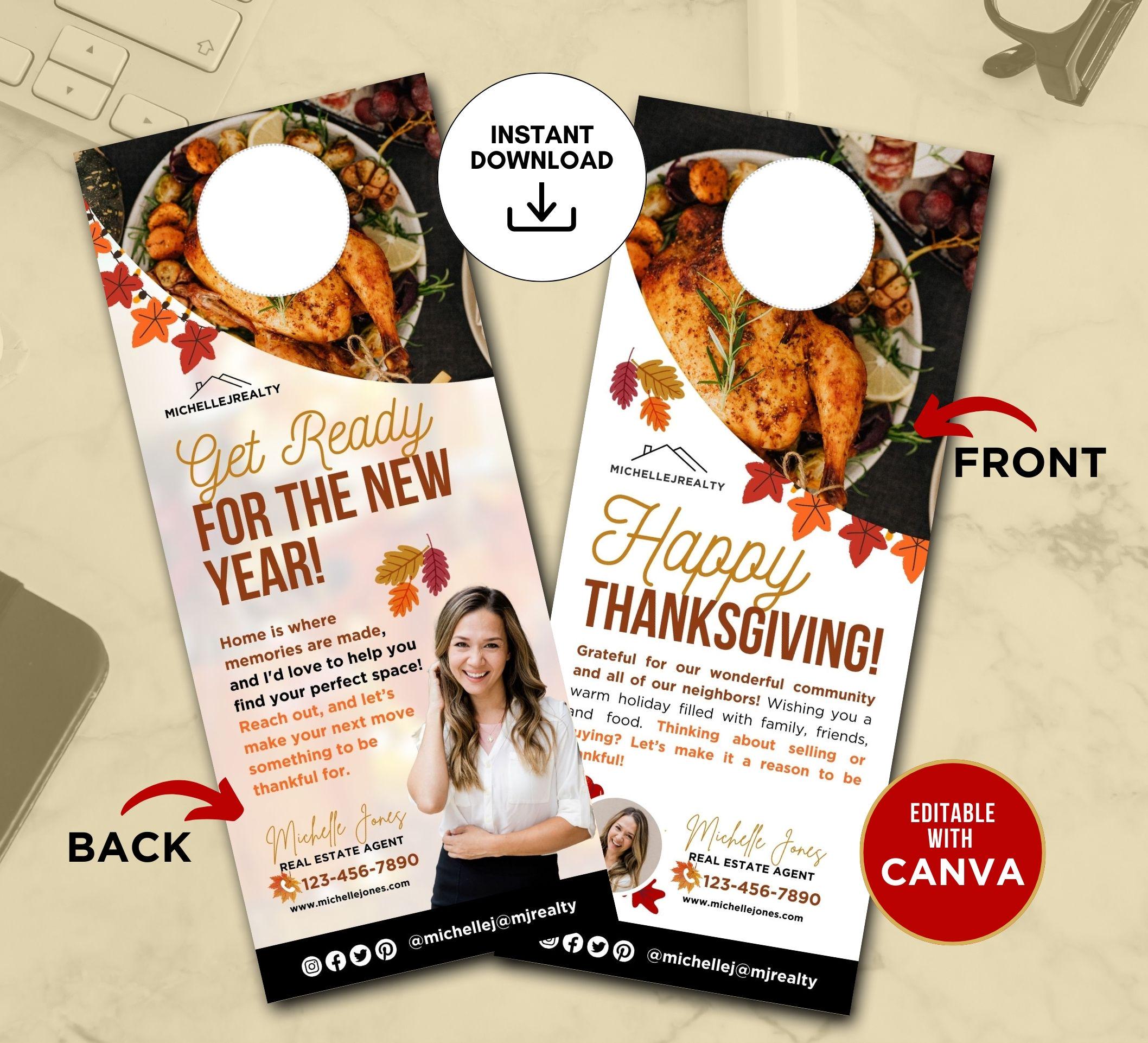 Thanksgiving Real Estate Door Hanger Thanksgiving Real Estate Marketing ...