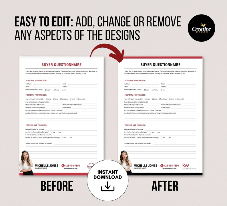 Buyer Questionnaire Seller Questionnaire Tenant Questionnaire Bundle ...