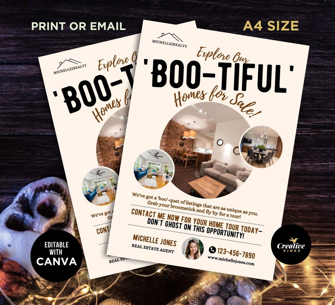 Halloween Real Estate Flyer Boo-tiful Homes for Sale Agent Marketing ...