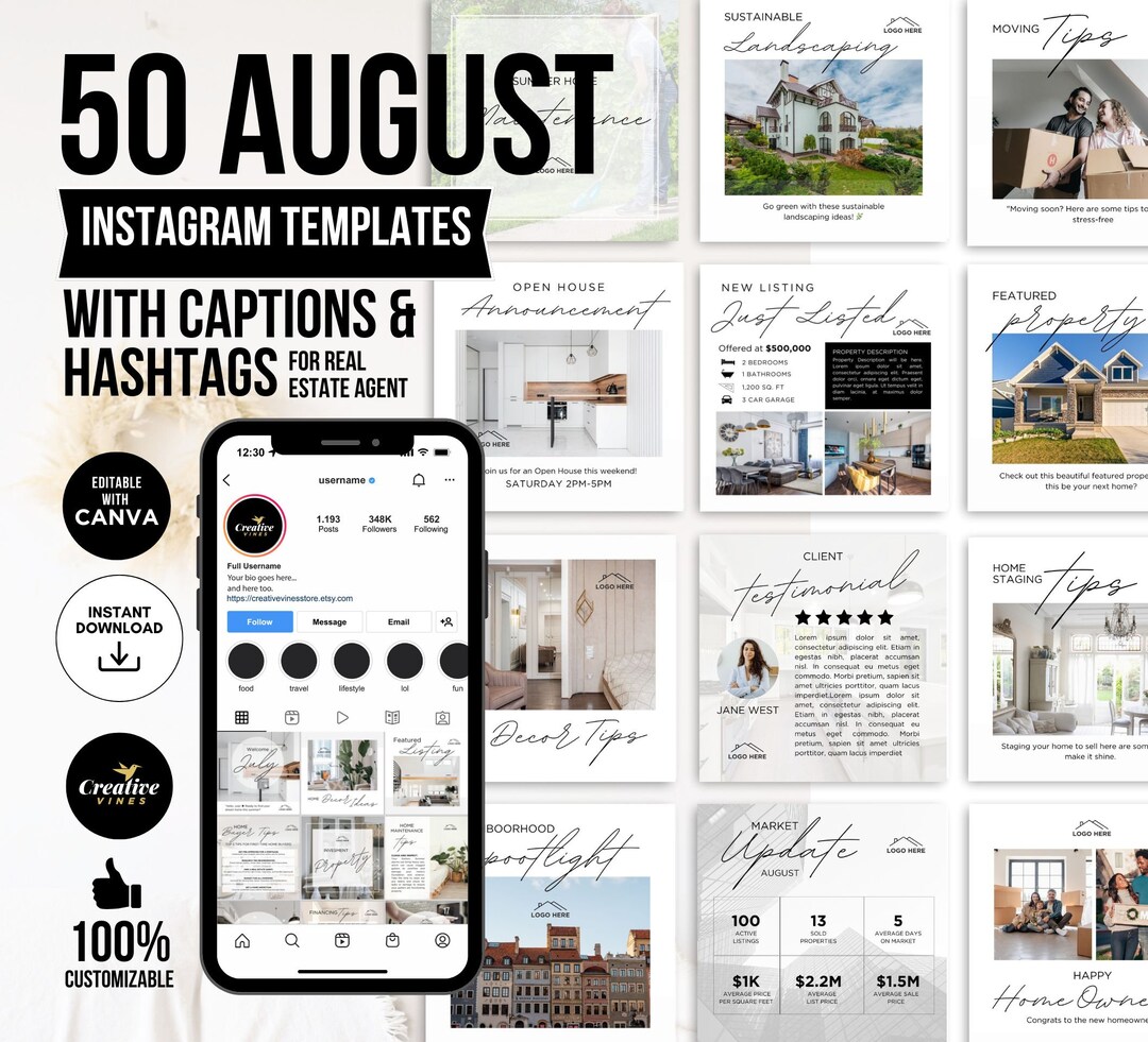 August Real Estate Agent Social Media Posts, Real Estate Instagram Post ...