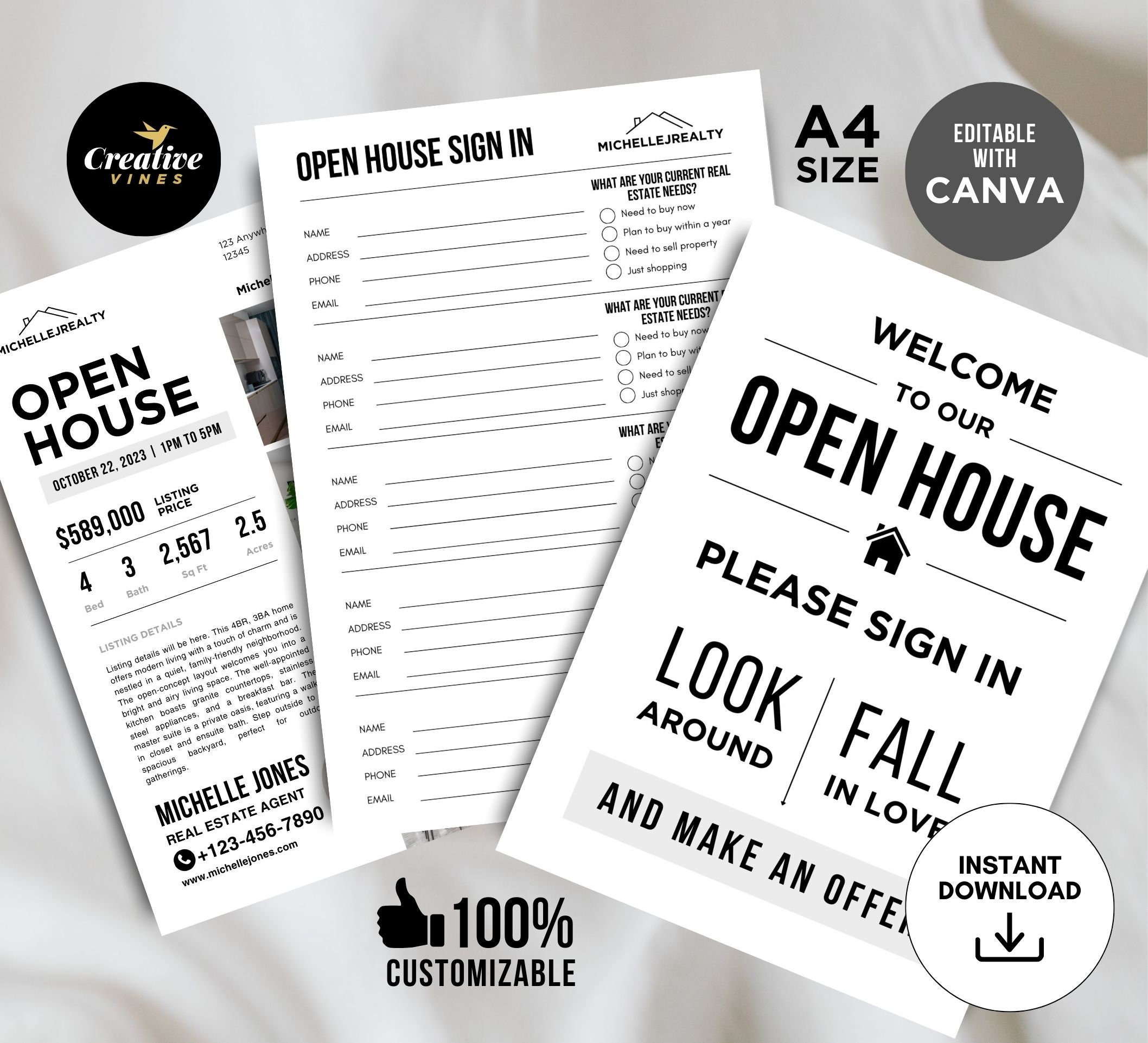 Open House Sign in Sheet Welcome Sign Open House Flyer Realtor Open ...
