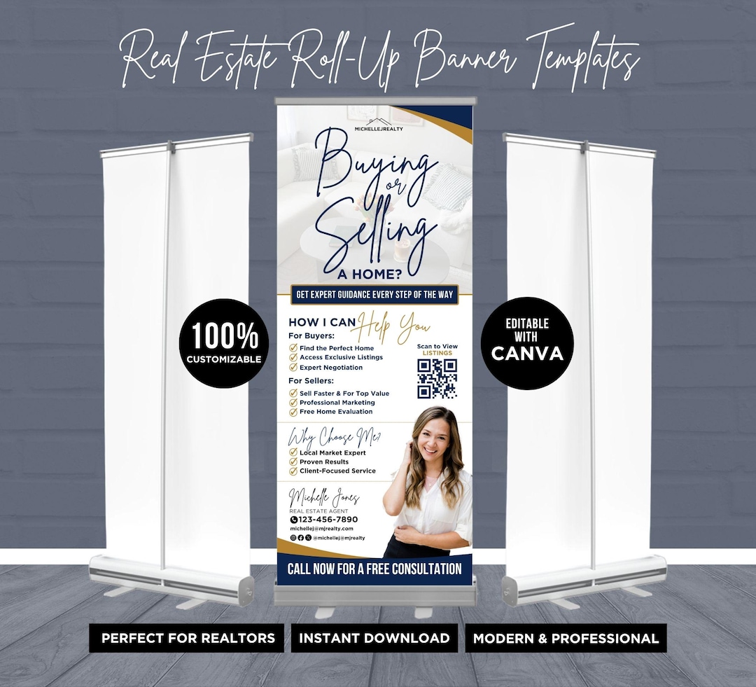 Real Estate Agent Pull up Banner Template, Retractable Banner Real ...