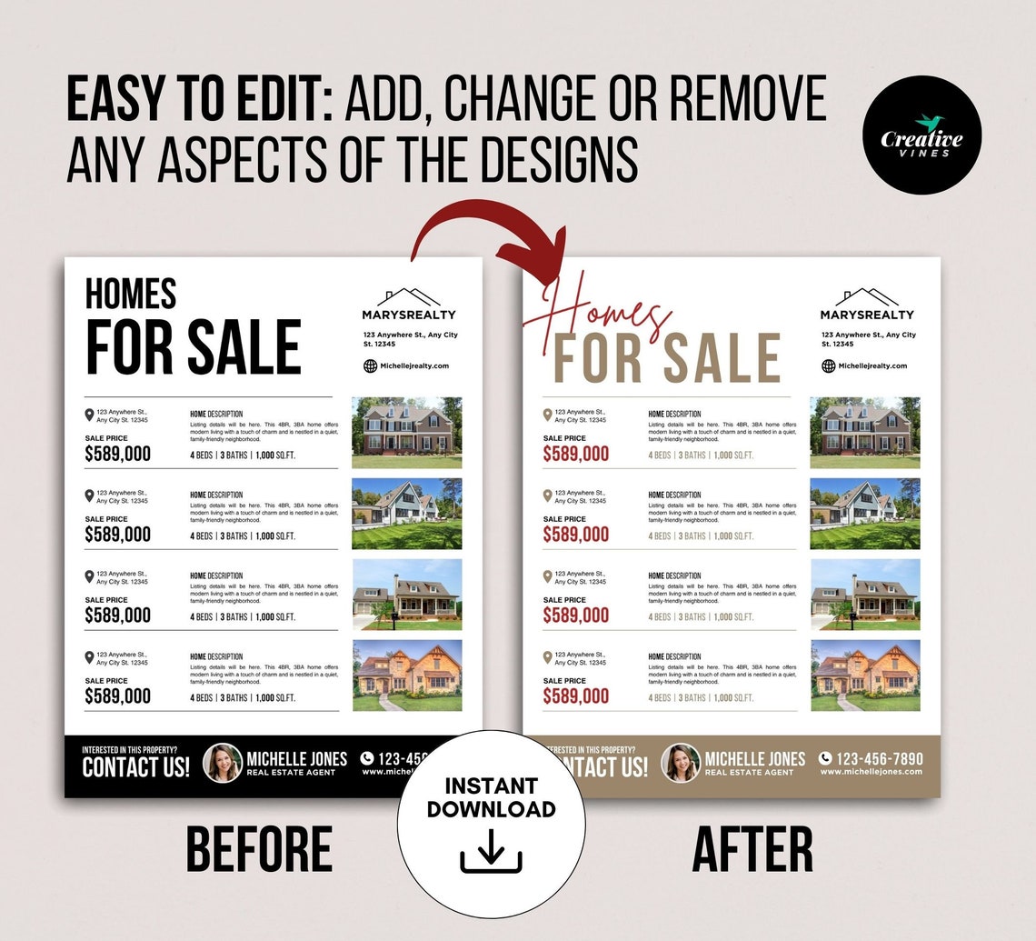 Real Estate Multiple Listing Flyer Bundle Homes for Sale Flyer New ...