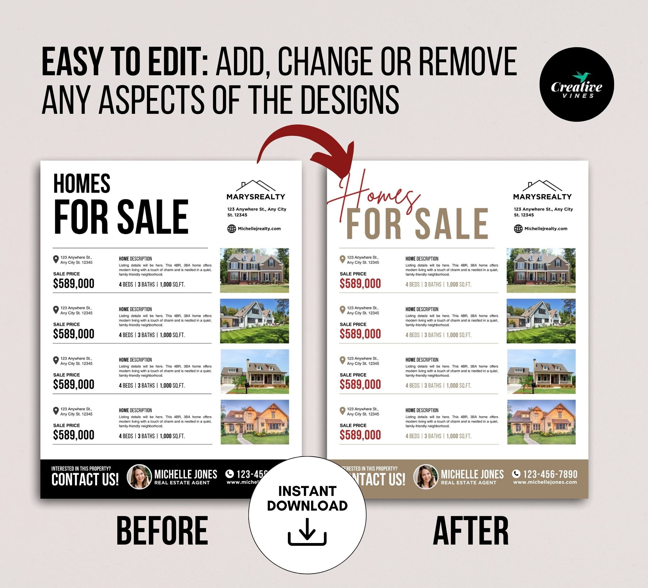 Real Estate Multiple Listing Flyer Bundle Homes for Sale Flyer New ...