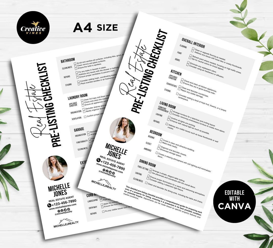 Pre-listing Checklist for Real Estate Agents Home Seller Checklist Real ...