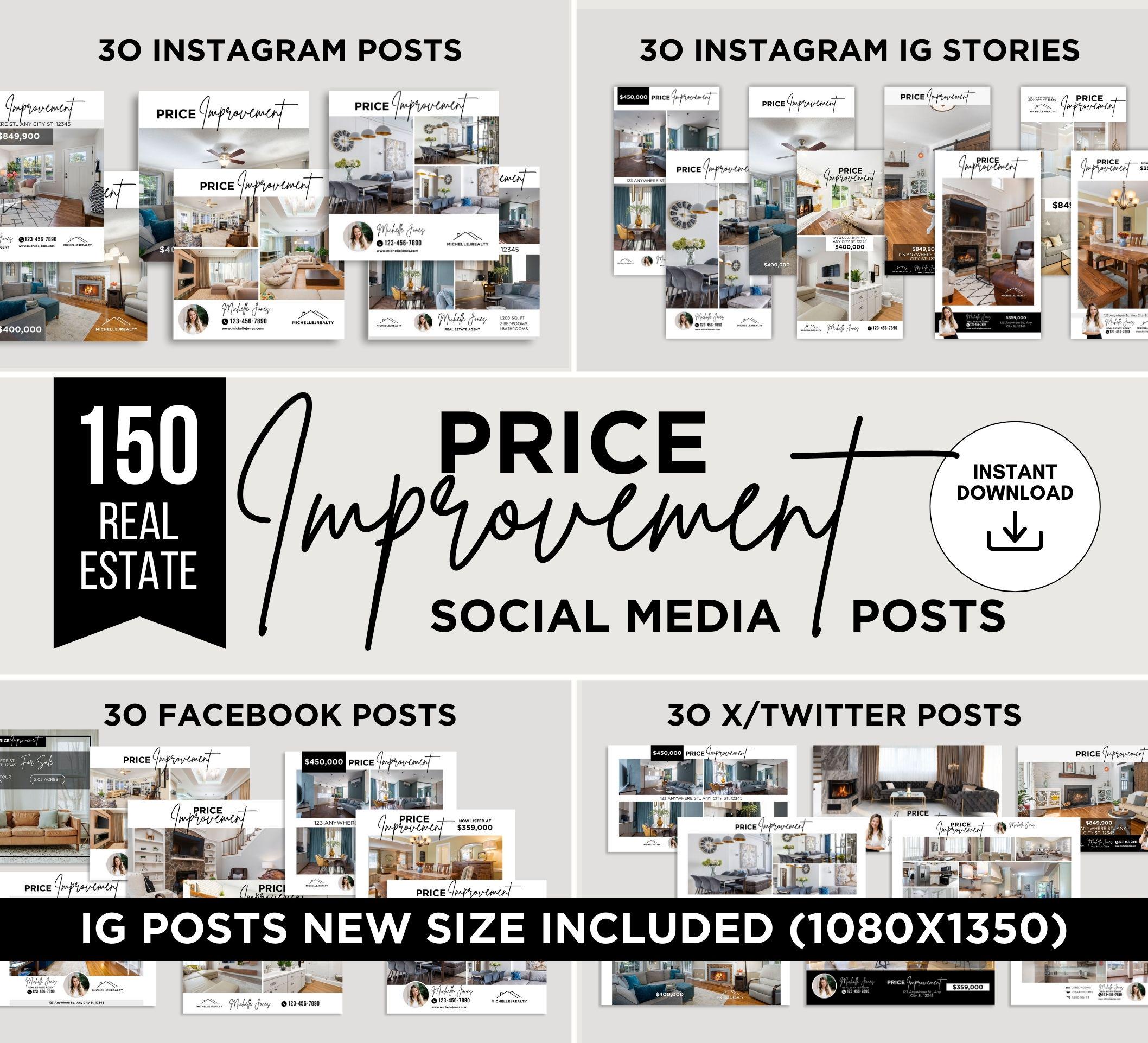 120 Price Improvement Social Media Posts Real Estate Price Reduction ...