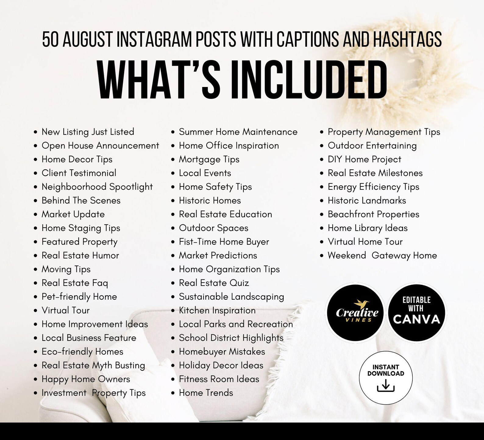 August Real Estate Agent Social Media Posts, Real Estate Instagram Post ...