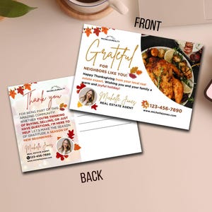 Happy Thanksgiving Postcard Template Postcard Thanksgiving Real Estate ...