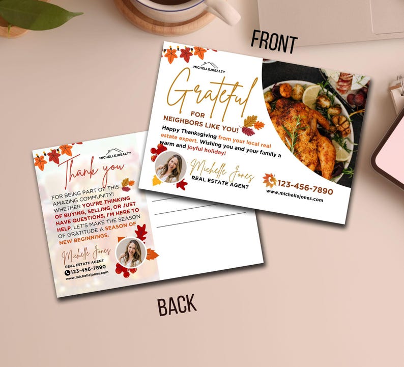 Happy Thanksgiving Postcard Template Postcard Thanksgiving Real Estate ...