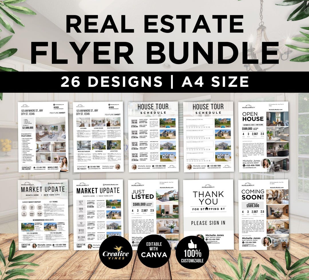 Real Estate Flyer Marketing Bundle Home Feature Sheet Market Update ...