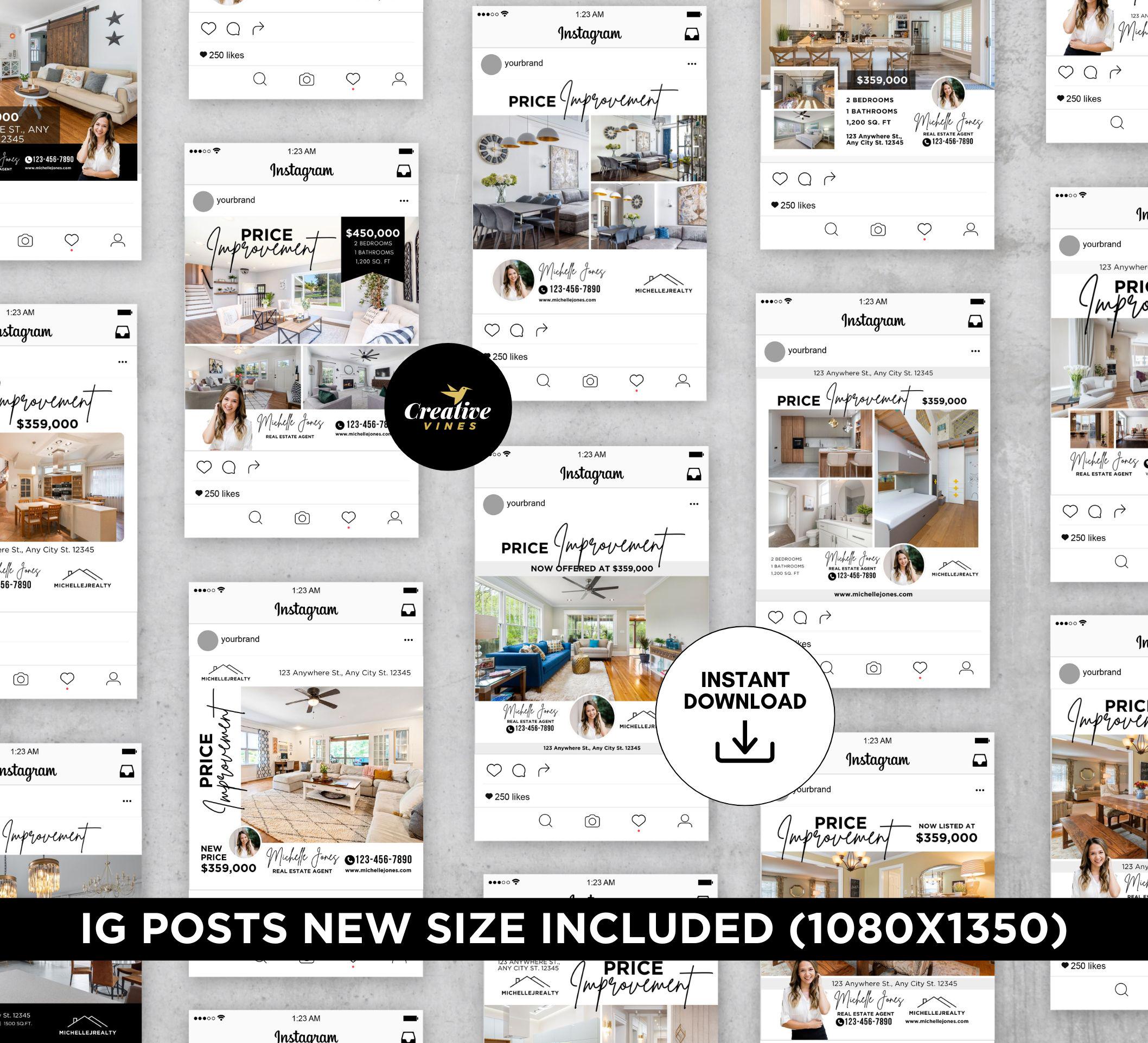 60 Price Improvement Instagram Posts Real Estate Price Reduction ...