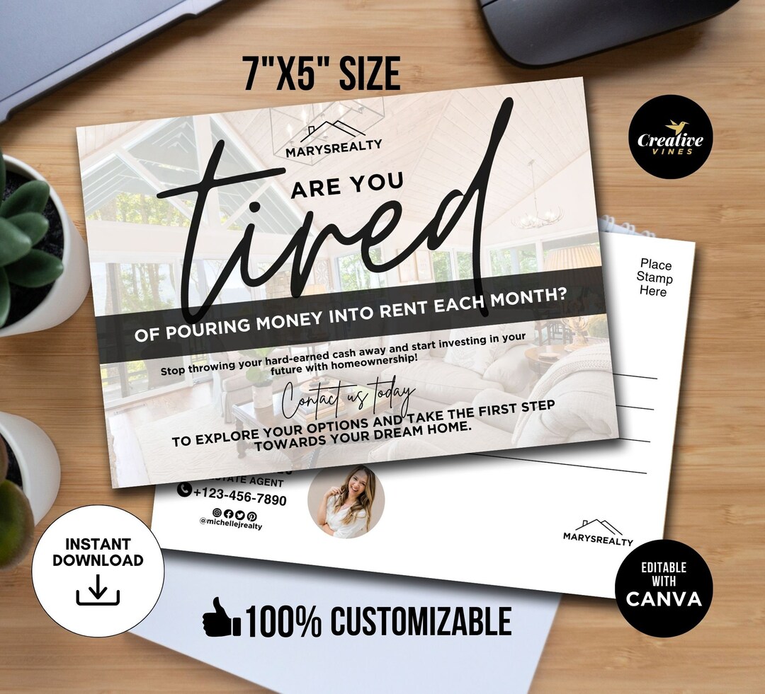 Tired of Renting Postcard, Real Estate Farming Postcard, Real Estate ...