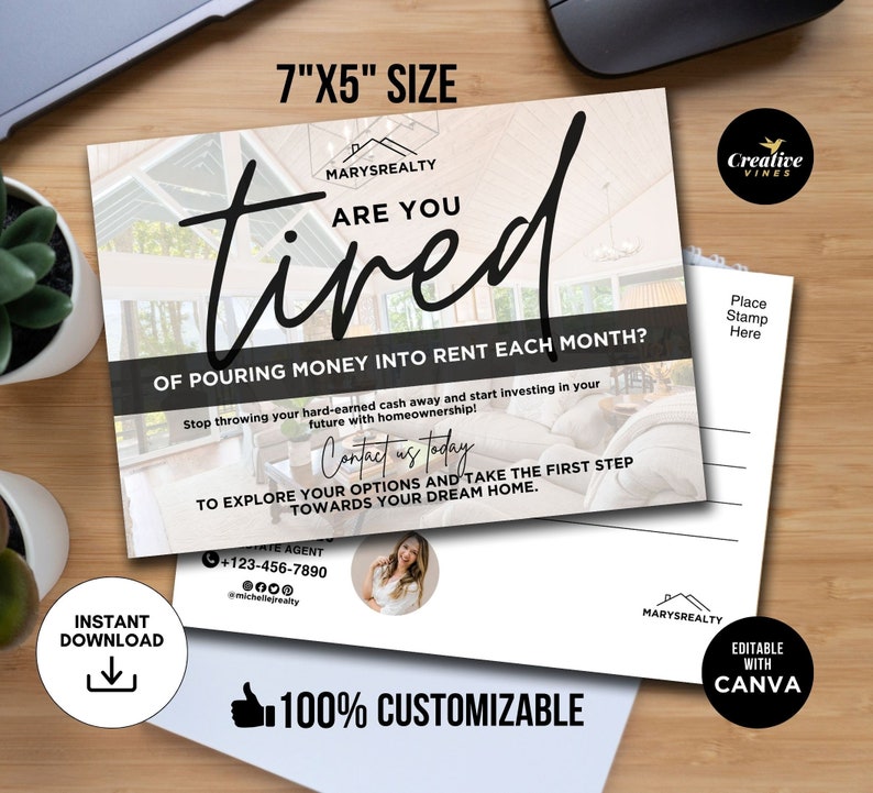 Tired of Renting Postcard, Real Estate Farming Postcard, Real Estate ...