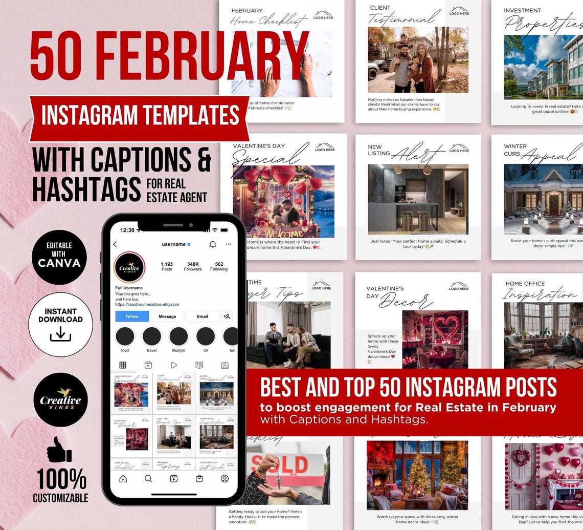 2026 February Real Estate Agent Social Media Posts With Captions and ...
