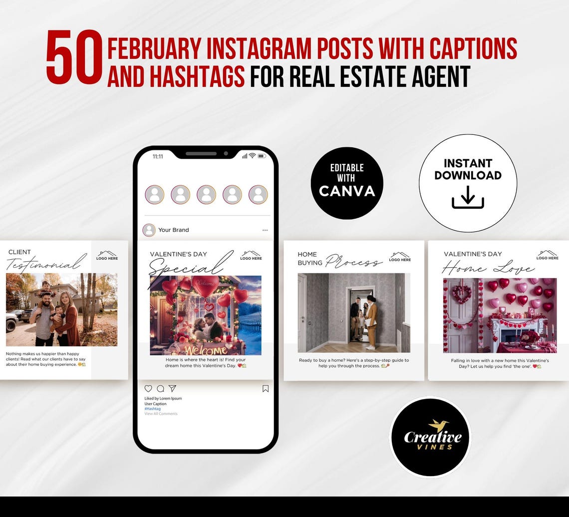 2026 February Real Estate Agent Social Media Posts With Captions and ...