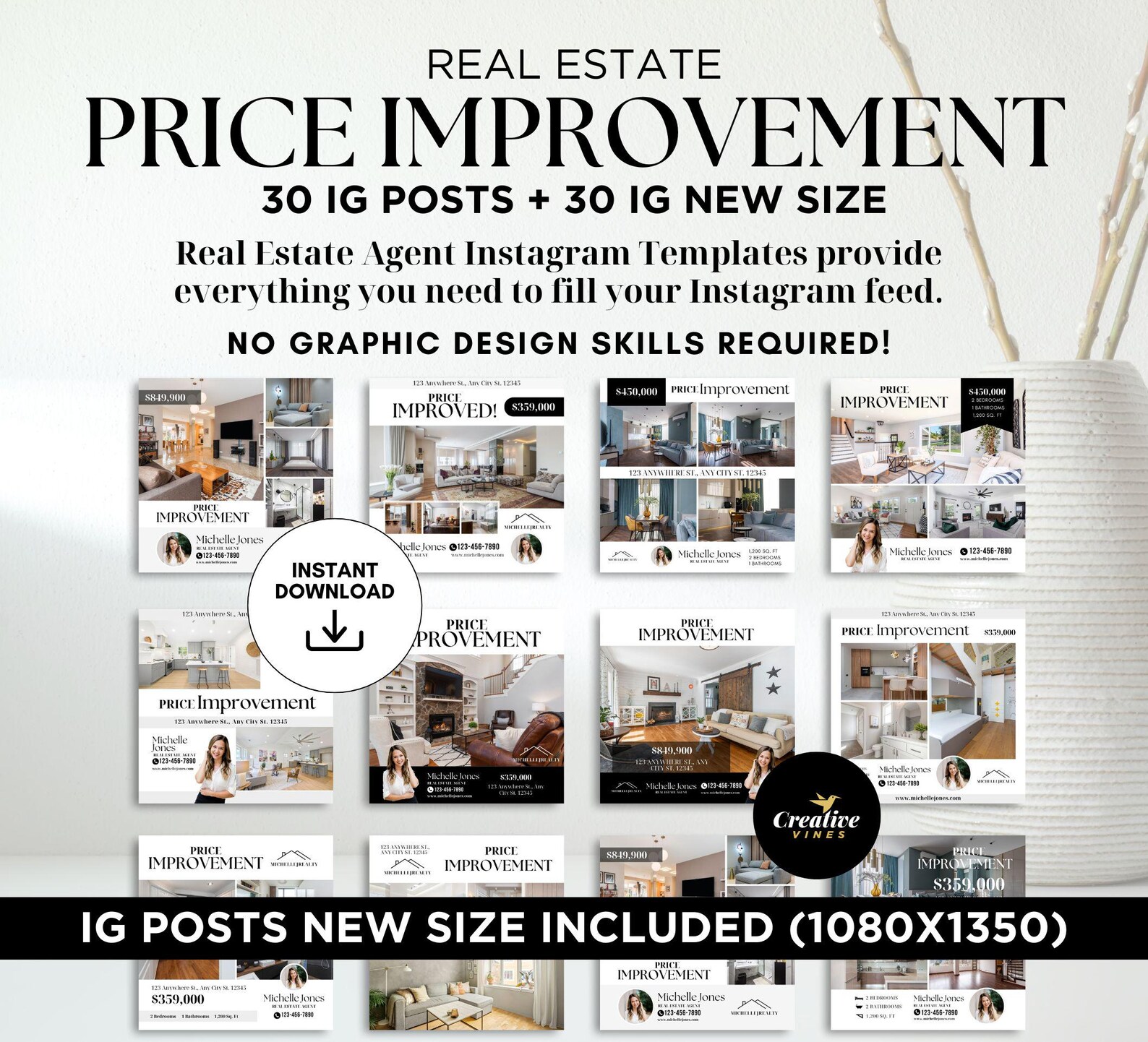 60 Price Improvement Instagram Posts Real Estate Social Media Price ...
