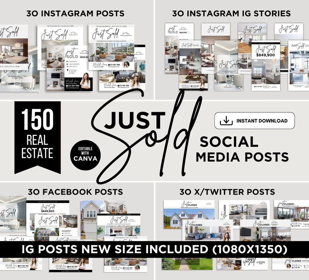 Real Estate Just Sold Social Media Templates Real Estate Just Sold ...