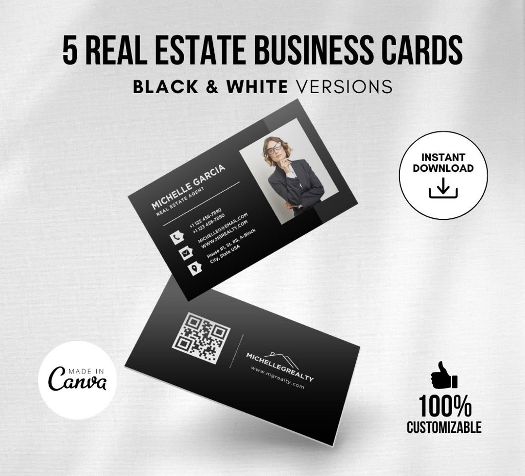 Real Estate Business Card With QR Code, Luxury Real Estate Business ...