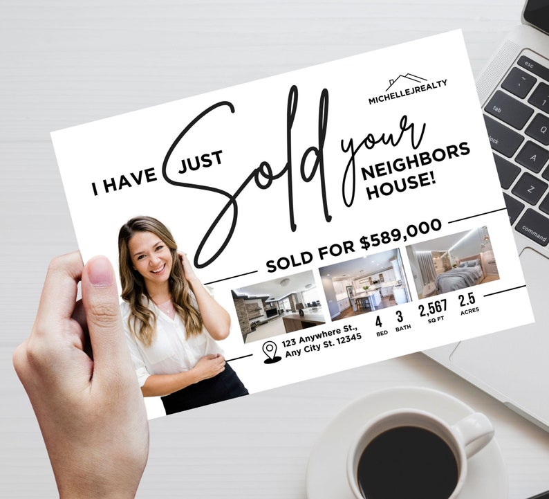 Real Estate Postcards Sold Your Neighbors House Card Agent Farming Card ...