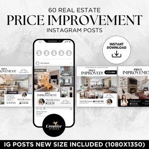 60 Price Improvement Instagram Posts Real Estate Social Media Price ...