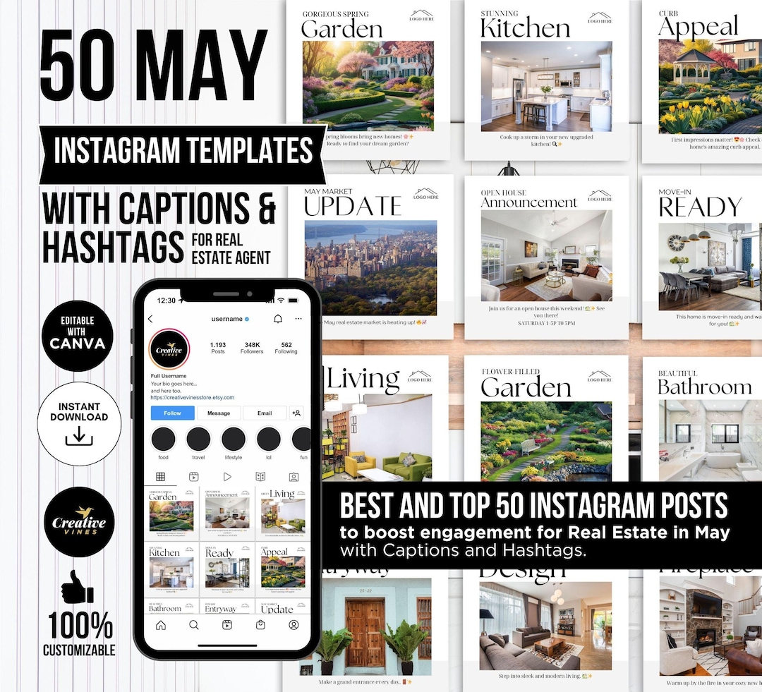 May Instagram Posts With Captions and Hashtags Real Estate Spring Real ...