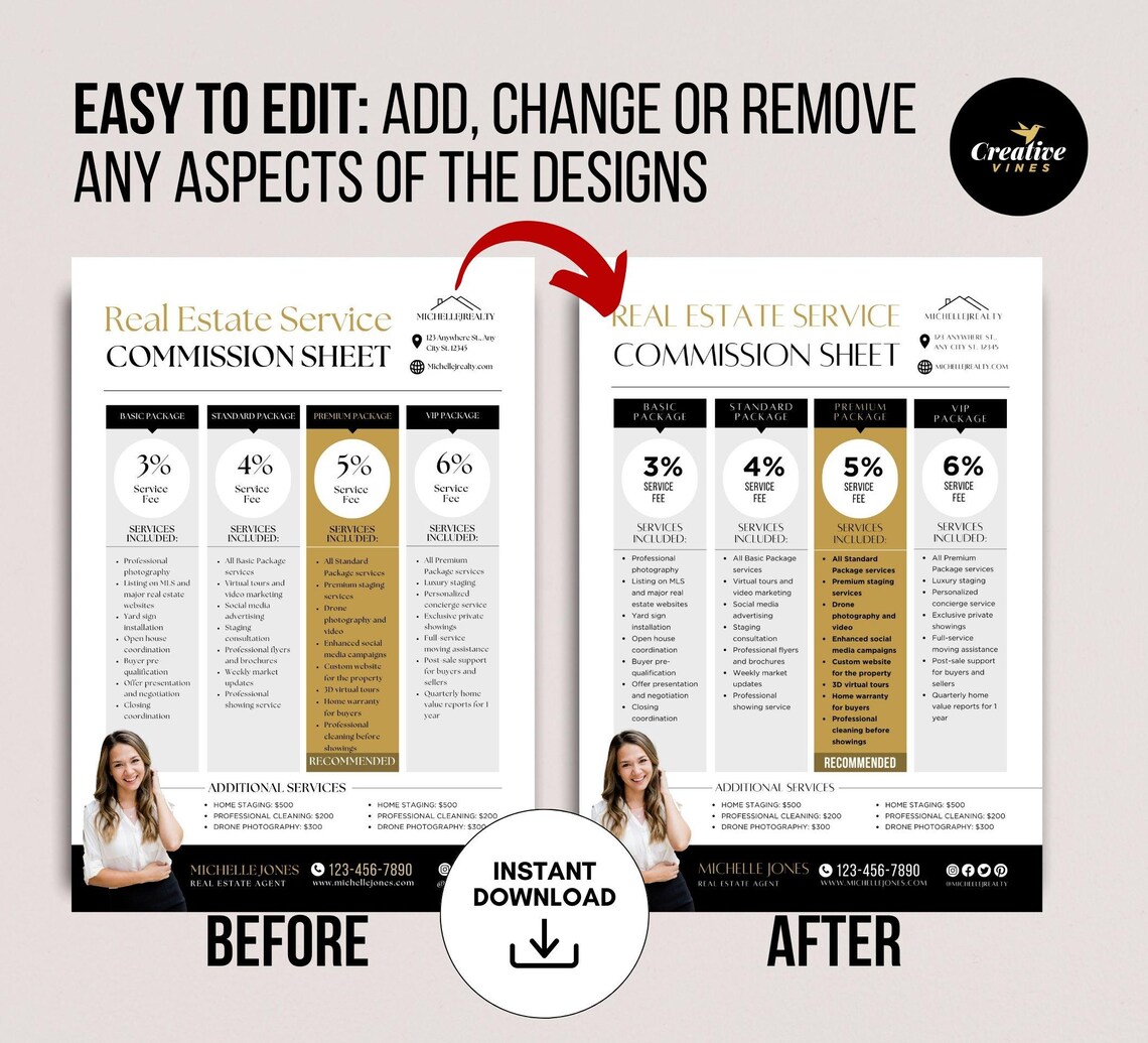 Real Estate Commission Template Real Estate Commission Sheet Real ...