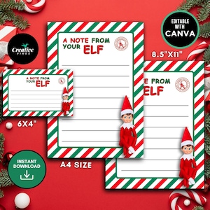 Blank Elf Note Card Printable A Note From Your Elf Elf Mail Letter ...