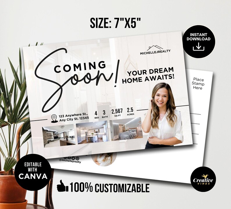 Real Estate Coming Soon Postcard Real Estate Marketing Realtor Postcard ...