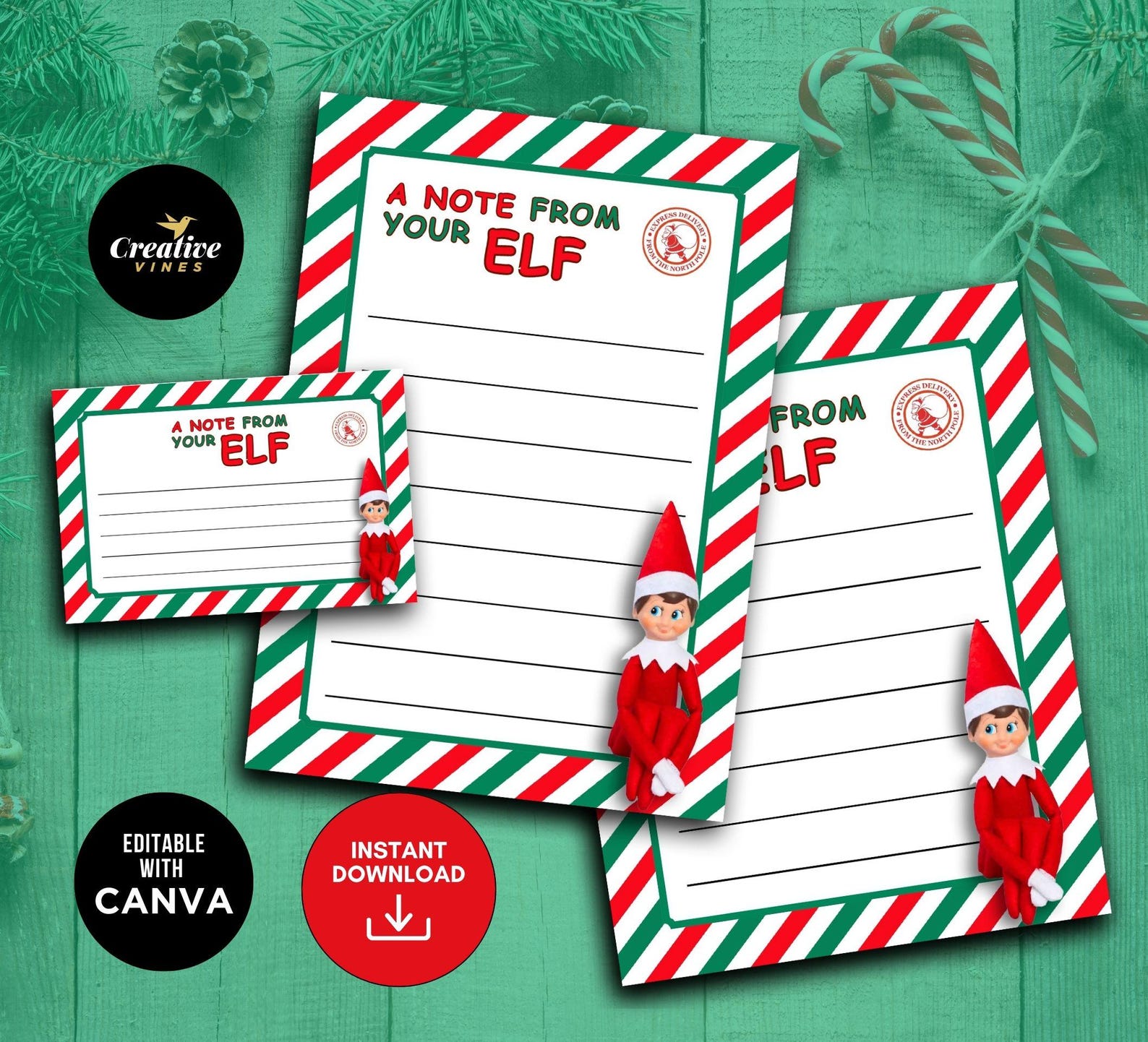 Blank Elf Note Card Printable A Note From Your Elf Elf Mail Letter ...
