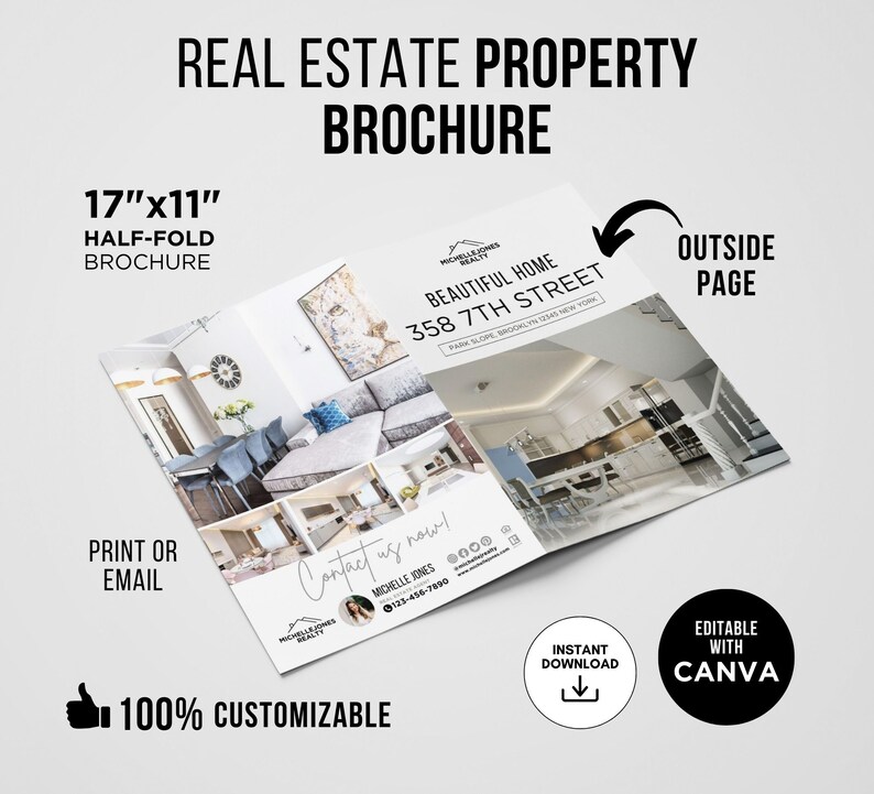 Modern Real Estate Property Brochure, Real Estate Brochure, Half Fold ...
